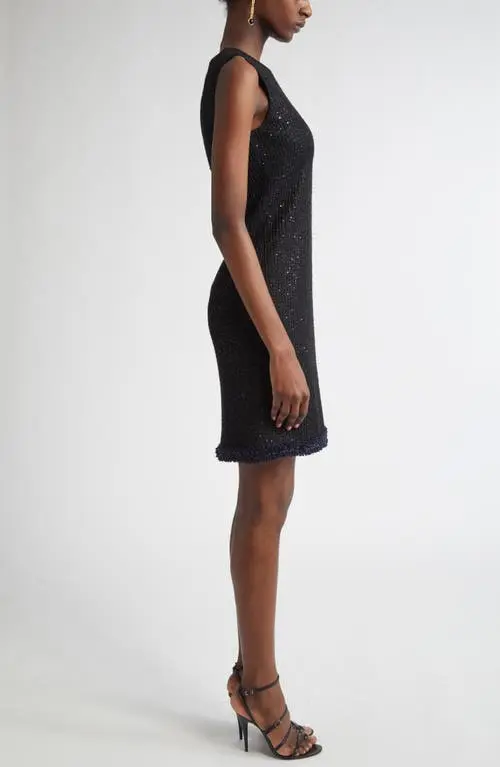 St. John Sequin Tweed Knit Sleeveless Dress
