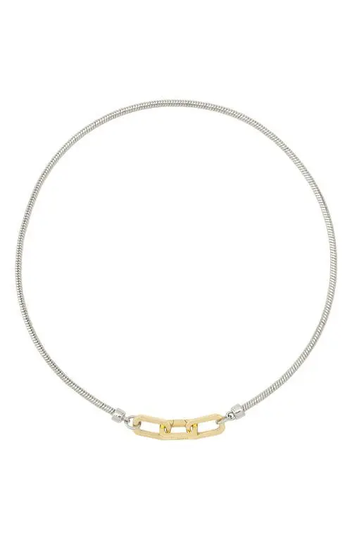 ALLSAINTS Hex Link Snake Chain Collar Necklace - Rhodium/gold
