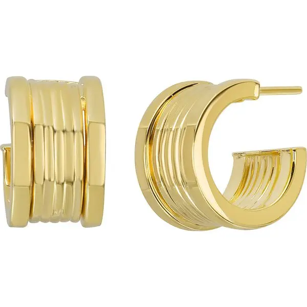 Bony Levy 14k Gold Ridged Hoop Earrings - 14k Yellow Gold