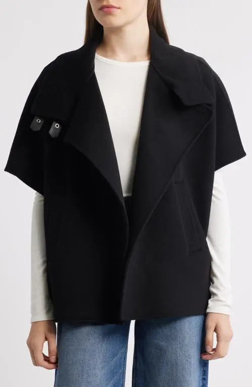 Michael Kors Double Face Wool Blend Cape - Black