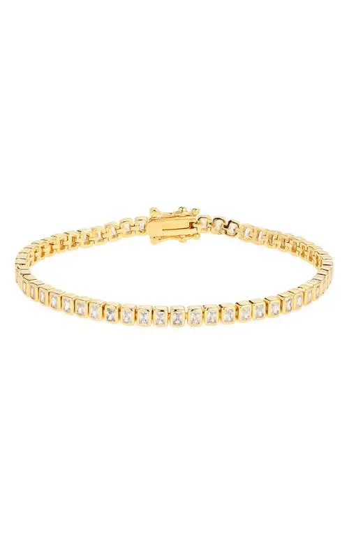 Nordstrom Baguette Cubic Zirconia Bezel Tennis Bracelet - Clear- Gold