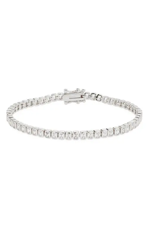 Nordstrom Baguette Cubic Zirconia Bezel Tennis Bracelet - Clear- Silver