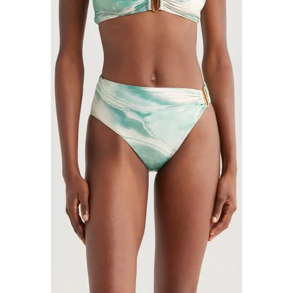 BOAMAR Talia High Cut Bikini Bottoms - Turquoise/white