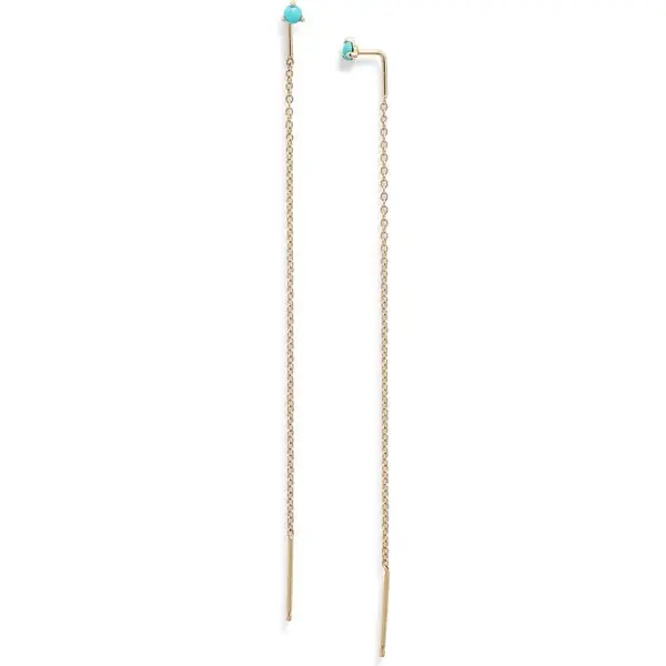 Zoe Chicco 14k Gold Turquoise Threader Earrings - Yellow Gold