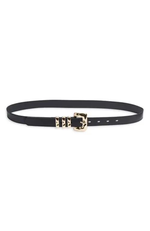 Nordstrom Molten Buckle Leather Belt - Black