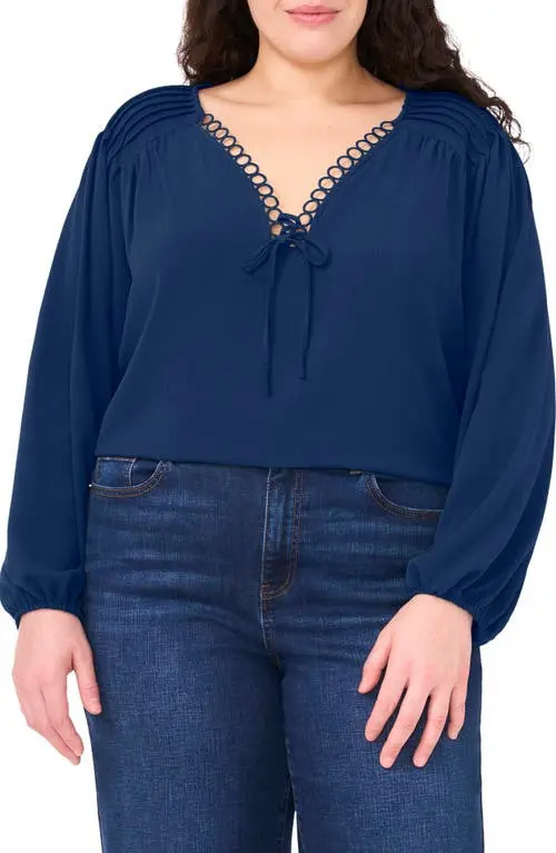 CECE DUPRAZ Lace Pintuck Top - Night Horizon