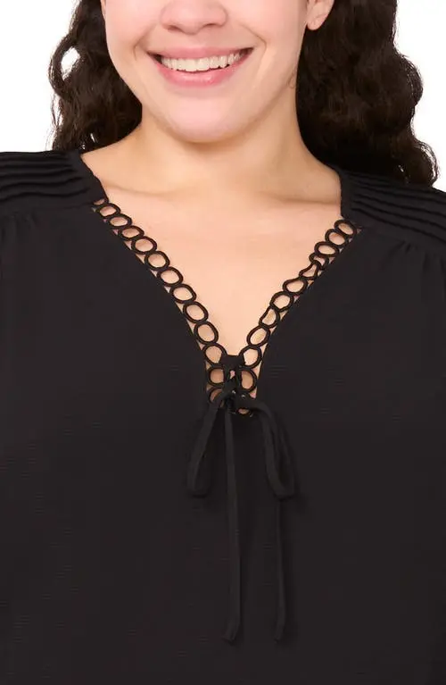 CECE DUPRAZ Lace Pintuck Top - Rich Black