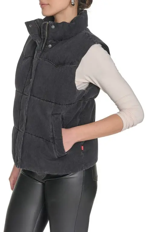 LEVI'S Western Denim Puffer Vest - Black Wash Denim