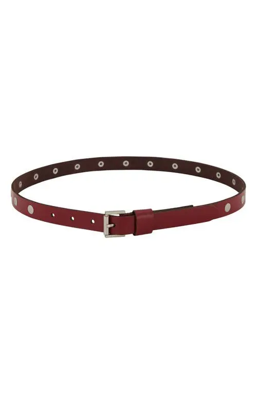 ALLSAINTS Flat Studded Leather Belt - Garnet Red
