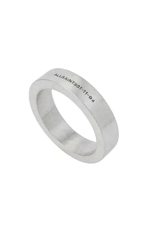 ALLSAINTS Logo Engraved Band Ring - Warm Silver