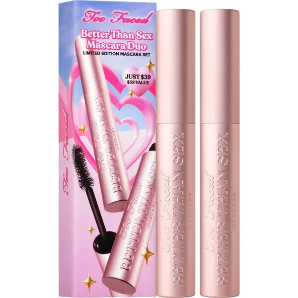 TOO FACED Better Than Sex Volumizing & Lengthening Mascara Duo $58 Value - Black