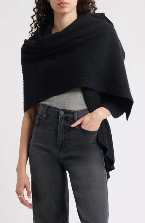 Nordstrom Rib Cashmere Travel Wrap - Black