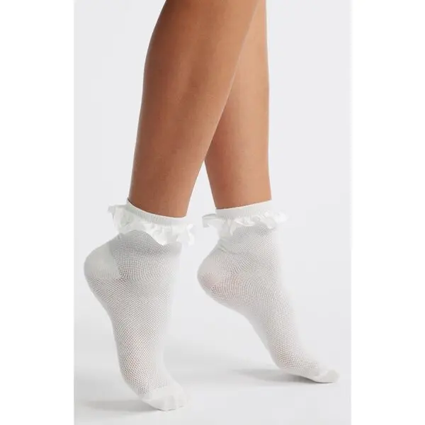 CASA CLARA Amora Ruffle Ankle Socks - White
