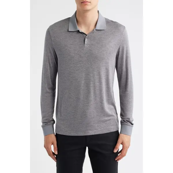 Theory Goris Activate Long Sleeve Polo - Carbon Melange