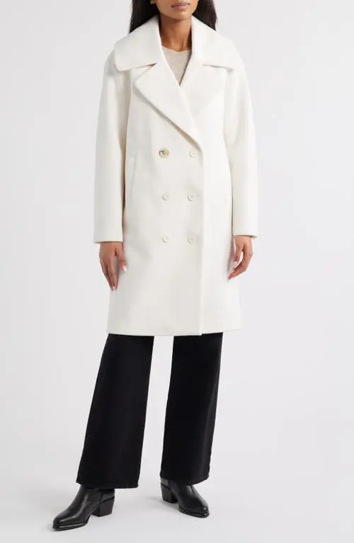 Bernardo Double-breasted Knit Coat - White