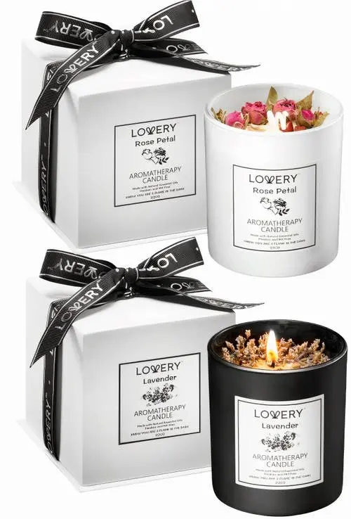 LOVERY Aromatherapy Scented Soy Candle Duo - White