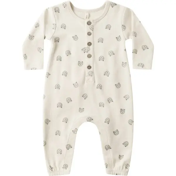 QUINCY MAE Bear Print Organic Cotton Romper - Ivory