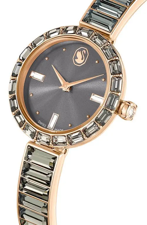 New Swarovski Watch Bracelet- Grey Crystal Rock oval watch, Swiss Made, Crystal bracelet, Gray  main image 3
