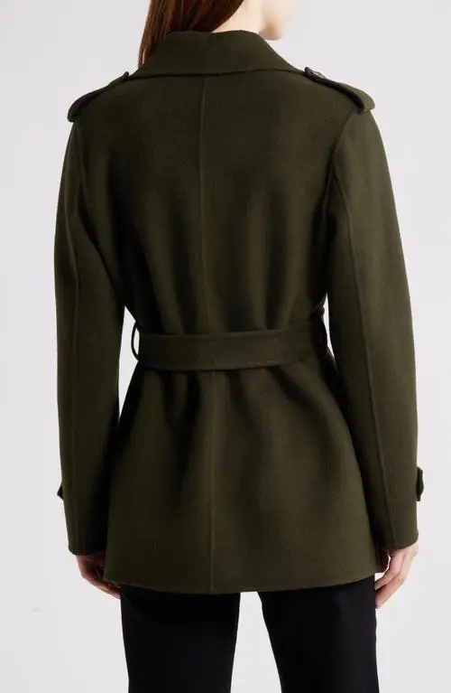Michael Kors Double Face Wool Blend Crop Trench Coat - Ivy