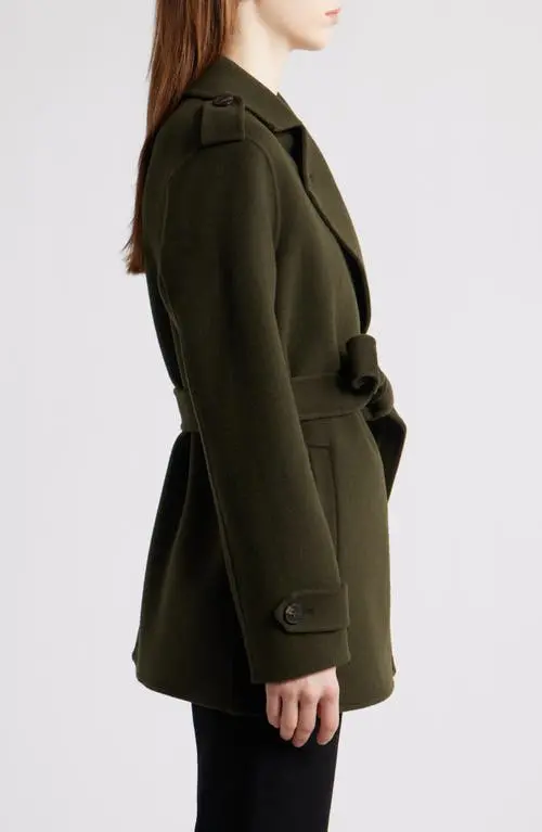 Michael Kors Double Face Wool Blend Crop Trench Coat - Ivy