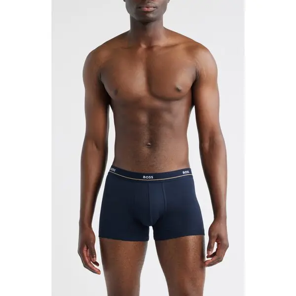 BOSS 5-pack Essential Stretch Cotton Trunks - Blue/black Assorted