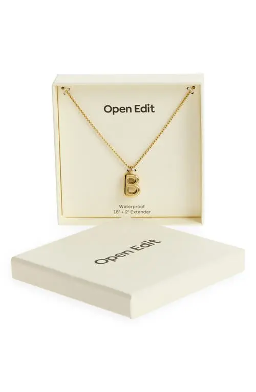 OPEN EDIT Waterproof Bubble Initial Pendant Necklace - B- Gold
