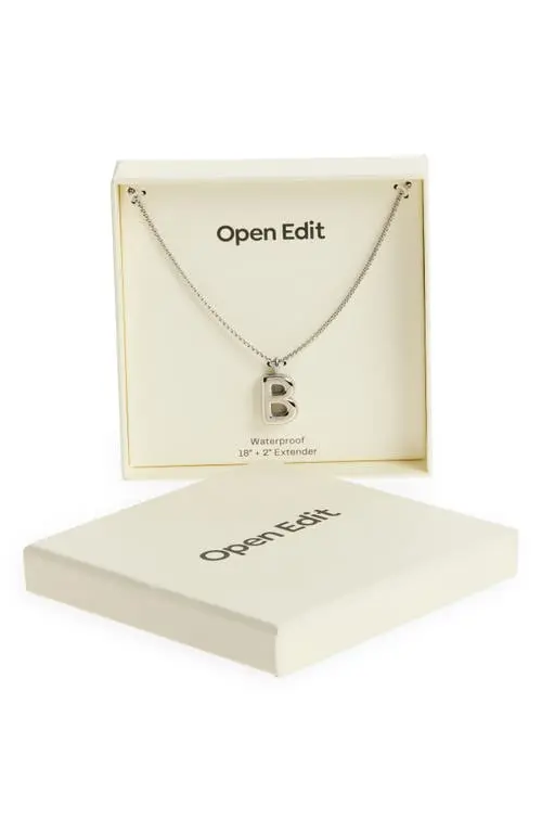 OPEN EDIT Waterproof Bubble Initial Pendant Necklace - B- Silver