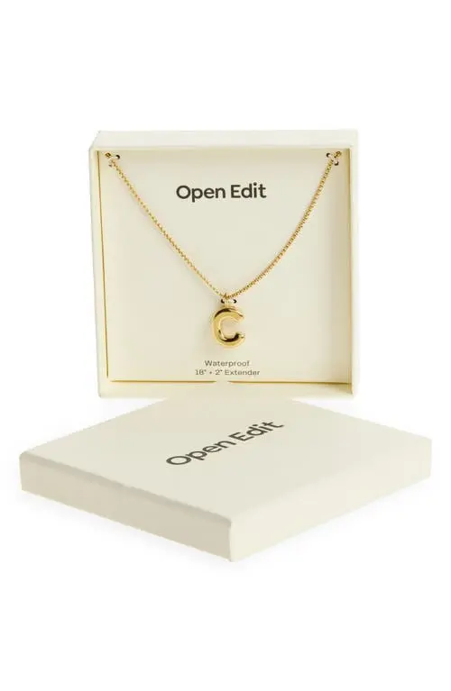 OPEN EDIT Waterproof Bubble Initial Pendant Necklace - C- Gold