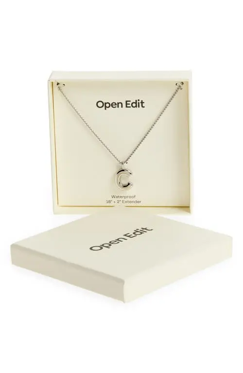 OPEN EDIT Waterproof Bubble Initial Pendant Necklace - C- Silver