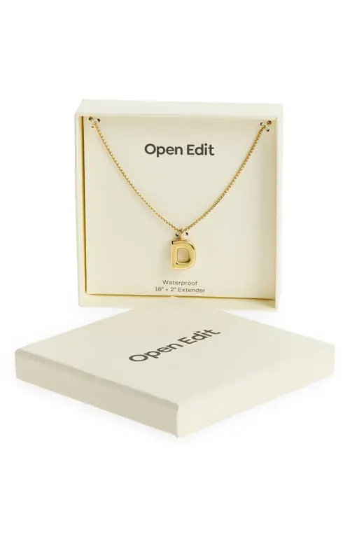 OPEN EDIT Waterproof Bubble Initial Pendant Necklace - D- Gold