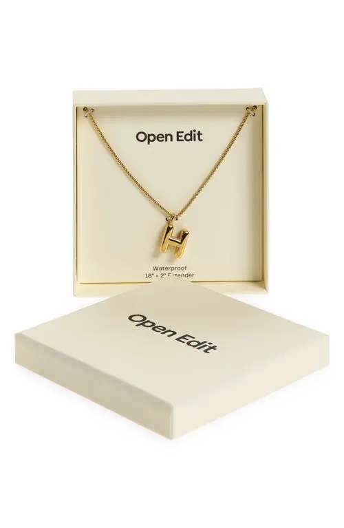 OPEN EDIT Waterproof Bubble Initial Pendant Necklace - H- Gold