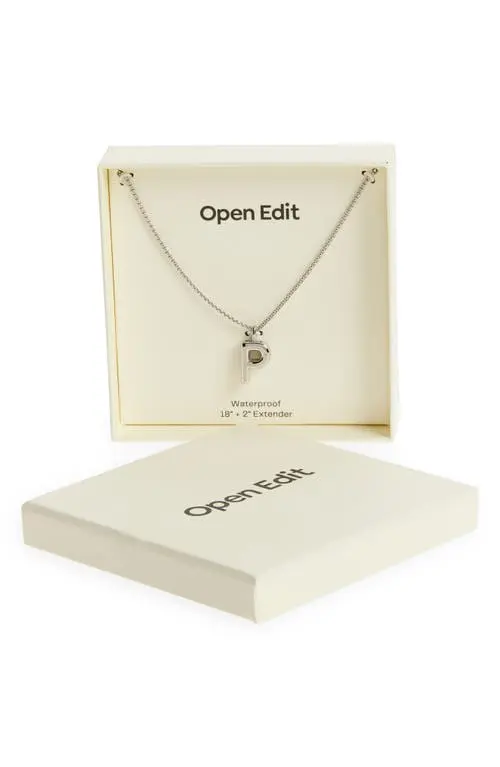 OPEN EDIT Waterproof Bubble Initial Pendant Necklace - P- Silver