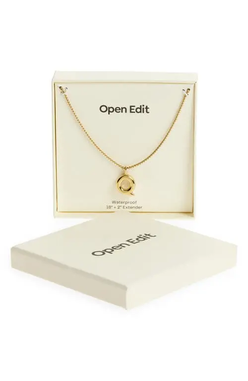OPEN EDIT Waterproof Bubble Initial Pendant Necklace - Q- Gold