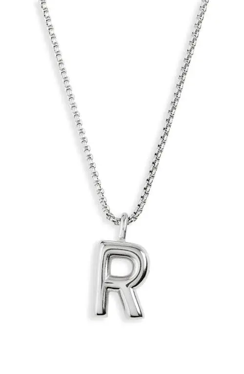 OPEN EDIT Waterproof Bubble Initial Pendant Necklace - R- Silver