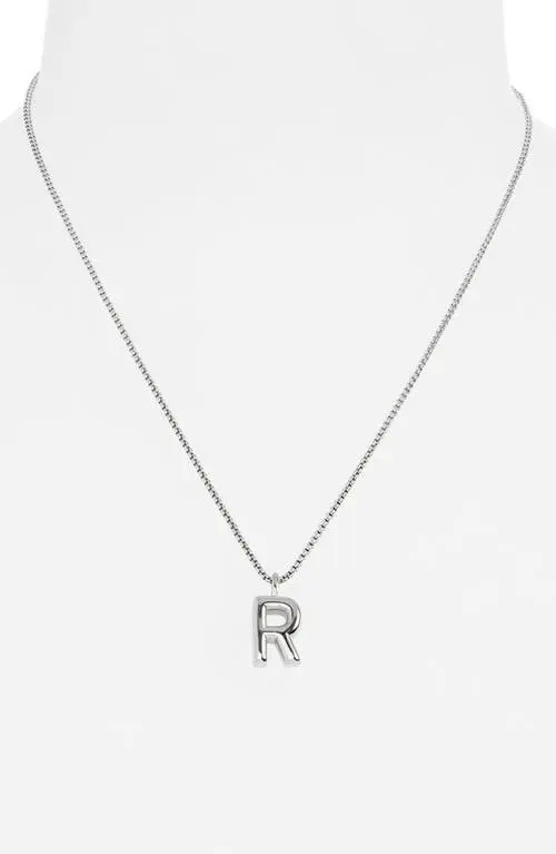 OPEN EDIT Waterproof Bubble Initial Pendant Necklace - R- Silver
