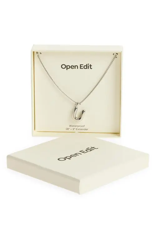 OPEN EDIT Waterproof Bubble Initial Pendant Necklace - U- Silver