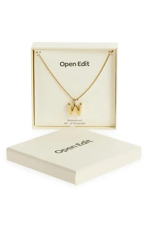 OPEN EDIT Waterproof Bubble Initial Pendant Necklace - W- Gold
