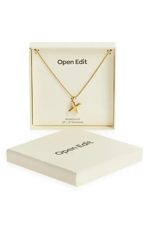 OPEN EDIT Waterproof Bubble Initial Pendant Necklace - X- Gold