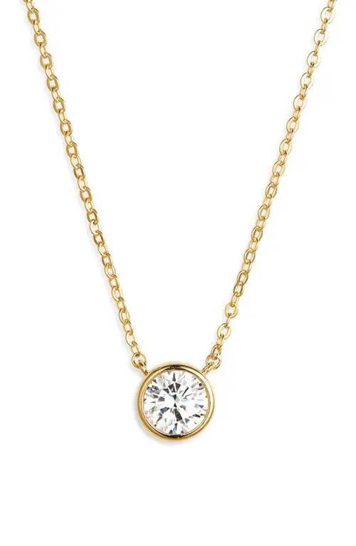 Nordstrom Solitaire Bezel Pendant Necklace - Clear- Gold