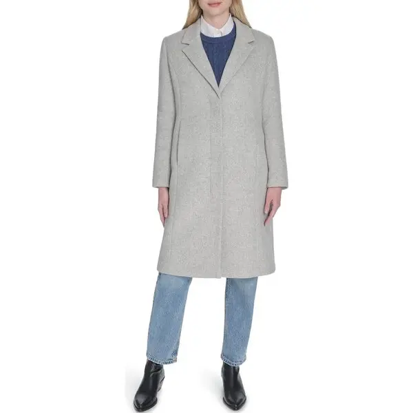 Cole Haan Wool-blend Coat - Light Grey