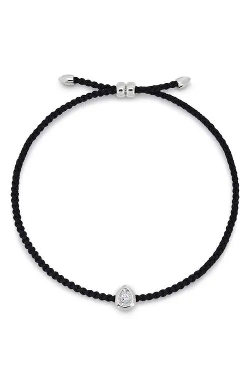 Monica Vinader Pear Lab Grown Diamond Cord Bracelet - Sterling Silver /diamond