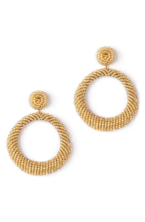 Deepa Gurnani Asta Beaded Hoop Earrings - Champagne
