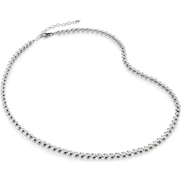 Monica Vinader Lab Grown Diamond Bezel Tennis Necklace - Sterling Silver /diamond