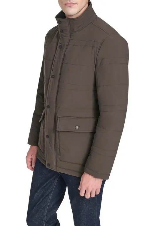 Cole Haan Stretch Crinkle Quilted Jacket - Brown