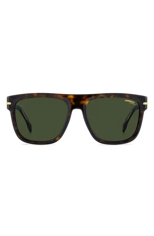 Carrera Eyewear 57mm Rectangular Sunglasses - Dark Havana Gold/green