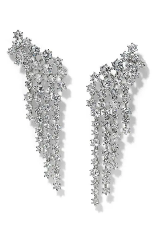 Nadri Sunshower Cubic Zirconia Ear Crawlers - Rhodium/clear