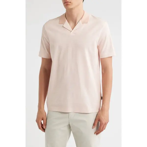 BOSS Pye Textured Johnny Collar Polo - Light Pink