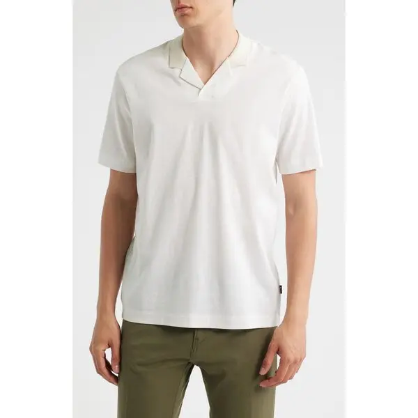 BOSS Pye Textured Johnny Collar Polo - Open White
