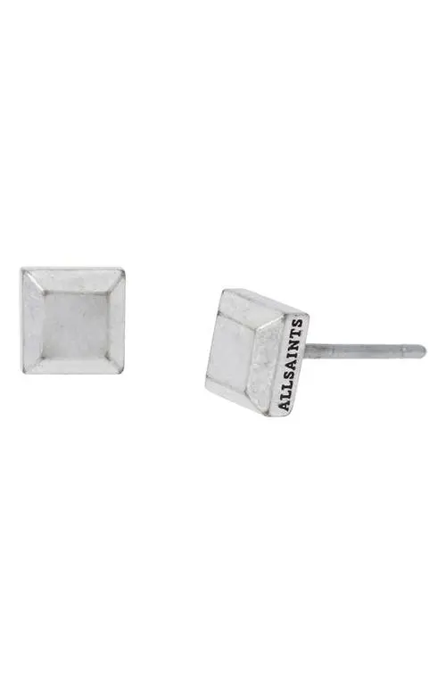 ALLSAINTS Small Square Stud Earrings - Warm Silver