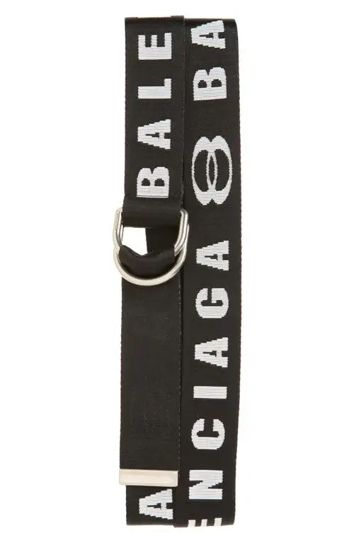 Balenciaga Logo D-ring Belt - Black/white